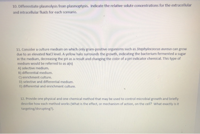 Solved 10. Differentiate plasmolysis from plasmoptysis. | Chegg.com