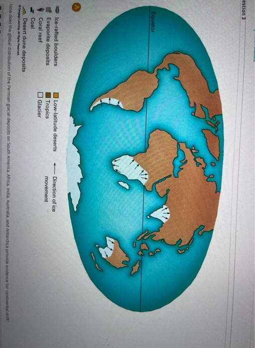Solved estion 3 Equator O Ice-rafted boulders Evaporite | Chegg.com