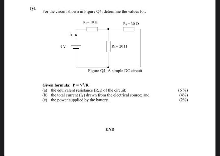 Solved Q4. For the circuit shown in Figure Q4, determine the | Chegg.com