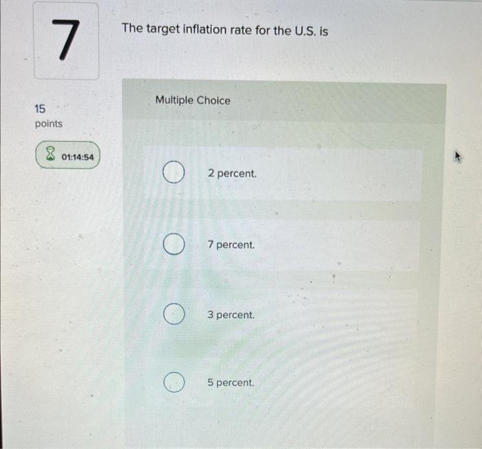 Solved The target inflation rate for the U.S. is Multiple | Chegg.com
