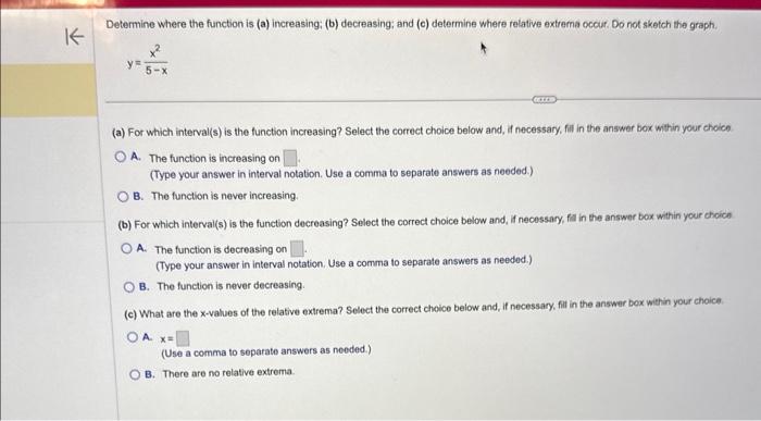 Solved Determine where the function is (a) increasing; (b) | Chegg.com
