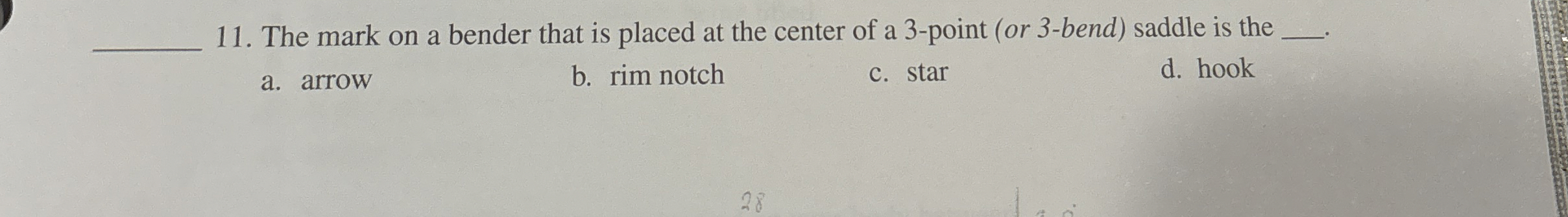Solved The mark on a bender that is placed at the center of | Chegg.com
