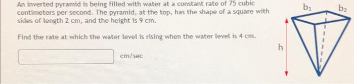Solved bi b2 An inverted pyramid is being filled with water | Chegg.com