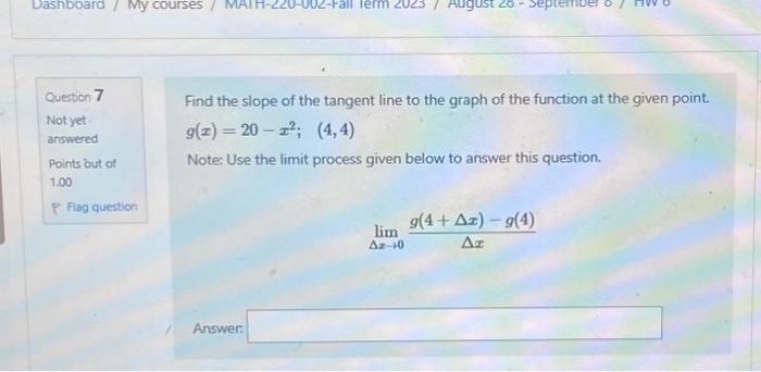 Solved Find the derivative by the limit process. | Chegg.com