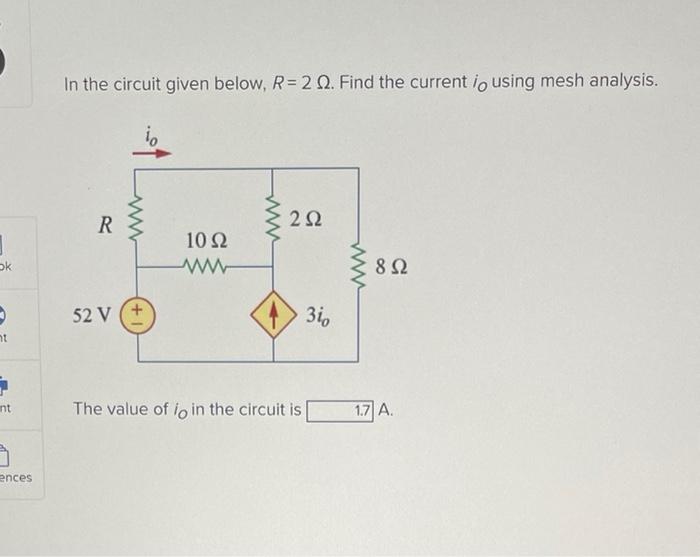 Solved In the circuit given below, R=2Ω. Find the current i0 | Chegg.com