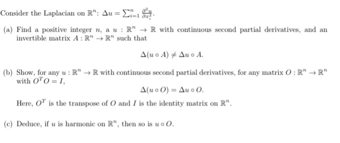 Solved Consider the Laplacian on R": Au= -04 (a) Find a | Chegg.com