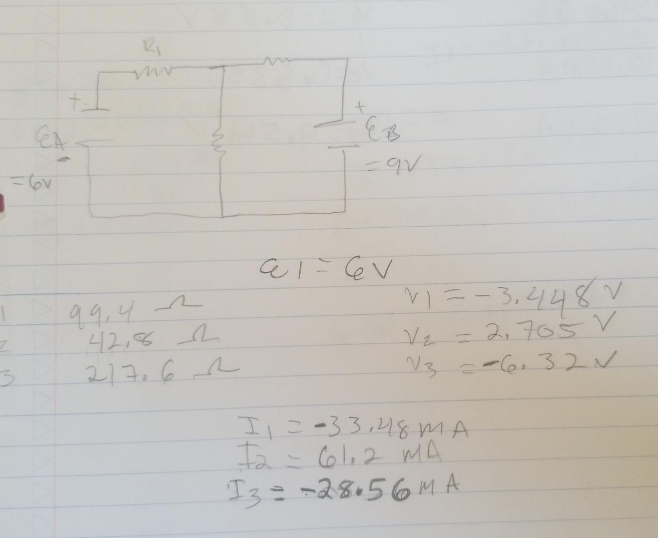 Solved a1=G Vv1=−3.448 Vv2=2.705 Vv3=−6.32 VI1=−33.48 | Chegg.com