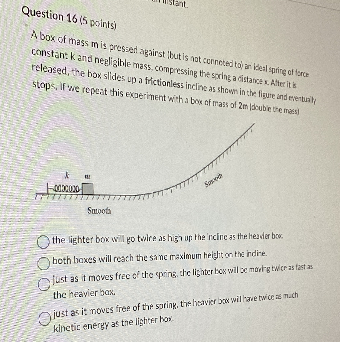 Solved Question 16 (5 ﻿points)A box of mass m ﻿is pressed | Chegg.com