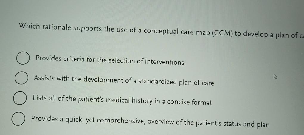 Solved Which rationale supports the use of a conceptual care | Chegg.com