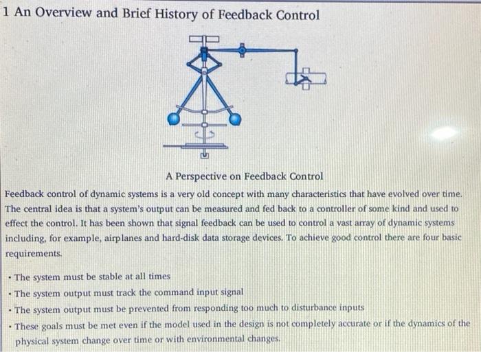 Solved 1 An Overview and Brief History of Feedback Control L | Chegg.com