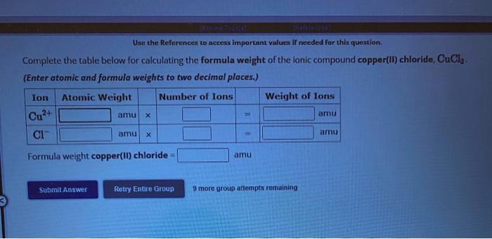 Solved Complete the table below for calculating the formula | Chegg.com