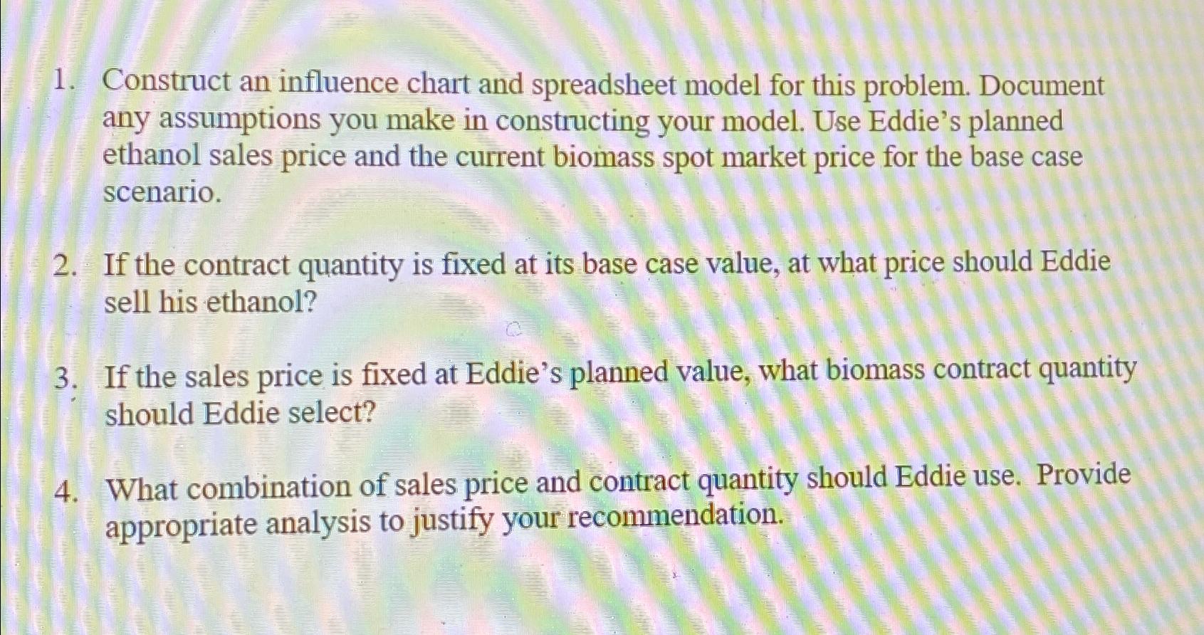 Solved Construct an influence chart and spreadsheet model | Chegg.com