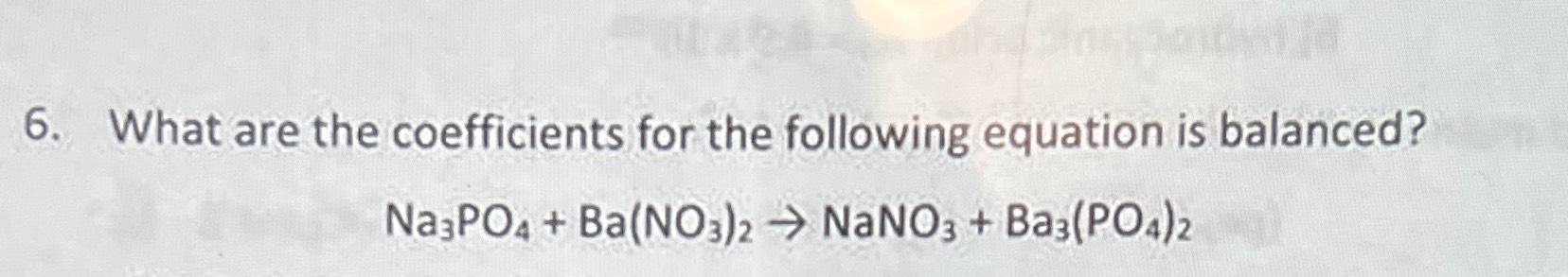 Solved What are the coefficients for the following equation | Chegg.com