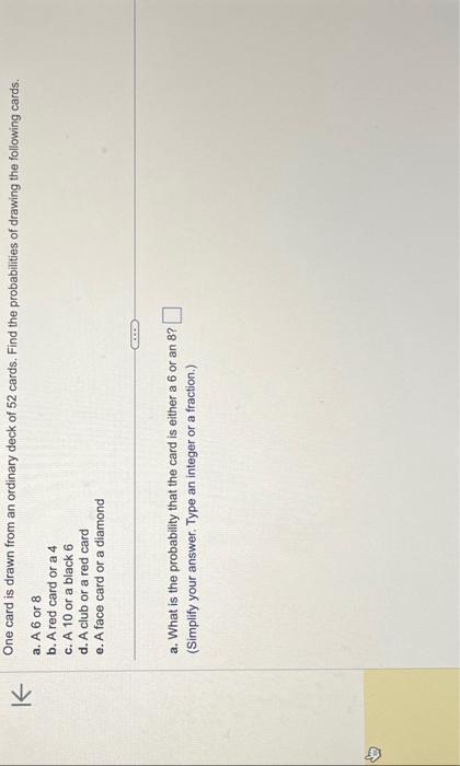 Solved One card is drawn from an ordinary deck of 52 cards. | Chegg.com