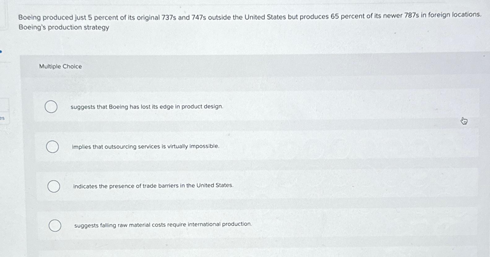 Solved Boeing produced just 5 ﻿percent of its original 737 | Chegg.com