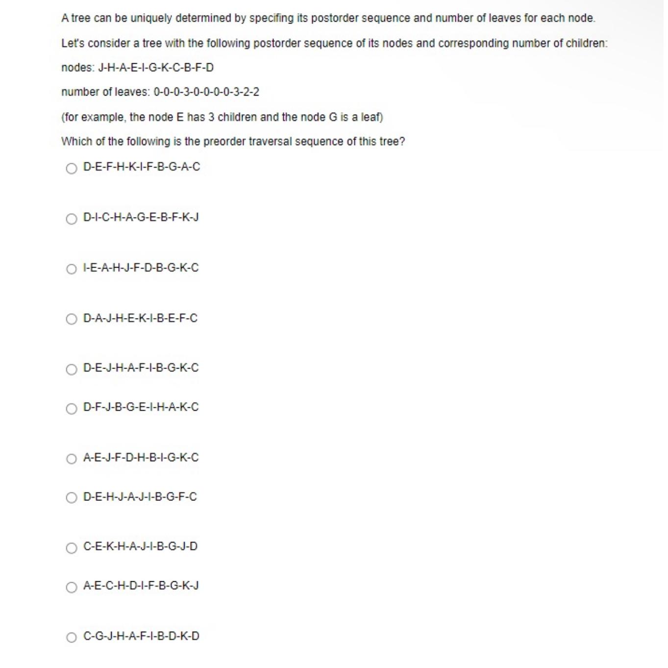Solved A tree can be uniquely determined by specifing its | Chegg.com