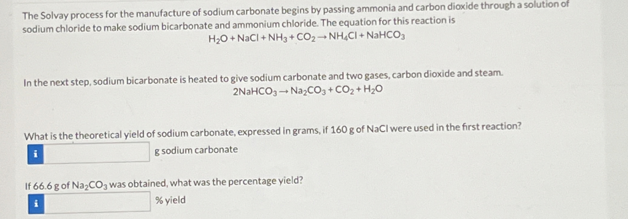Solved The Solvay process for the manufacture of sodium | Chegg.com
