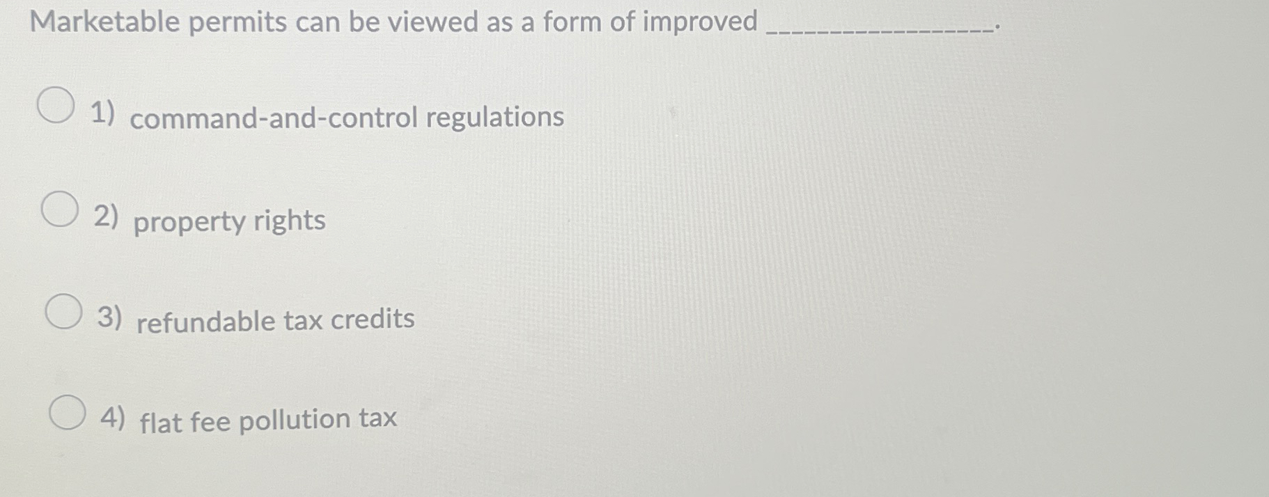Solved Marketable permits can be viewed as a form of | Chegg.com