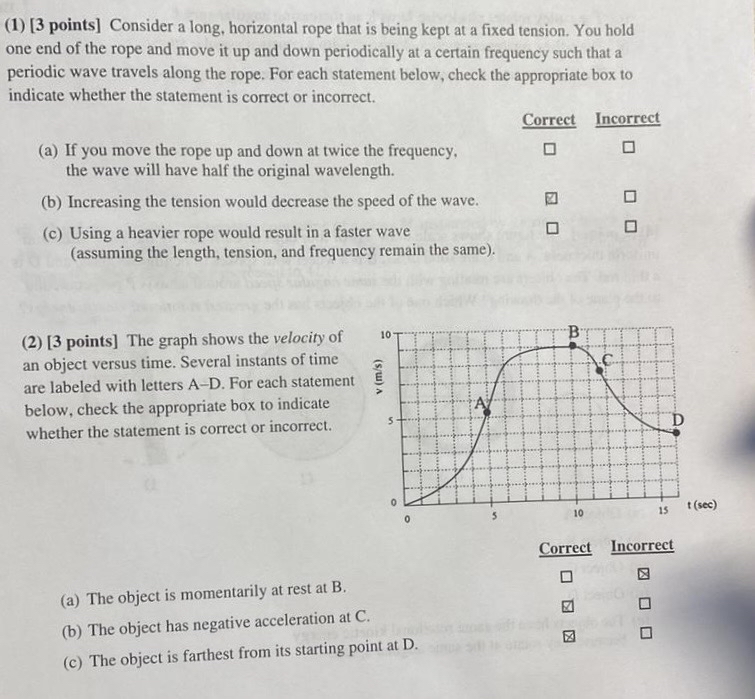 Solved (1) [3 ﻿points] ﻿Consider a long, horizontal rope | Chegg.com