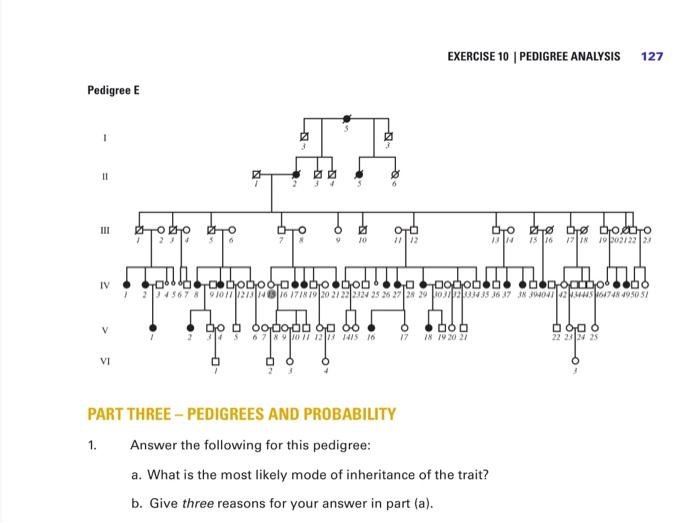 Solved EXERCISE 10 | PEDIGREE ANALYSIS 127 Pedigree E 1 11 | Chegg.com
