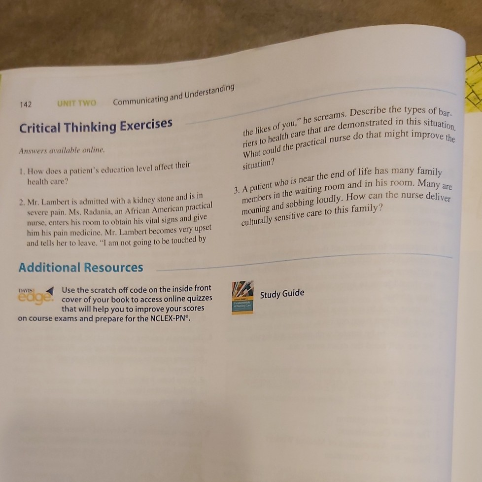 Solved 142 Communicating and Understanding Critical Thinking | Chegg.com