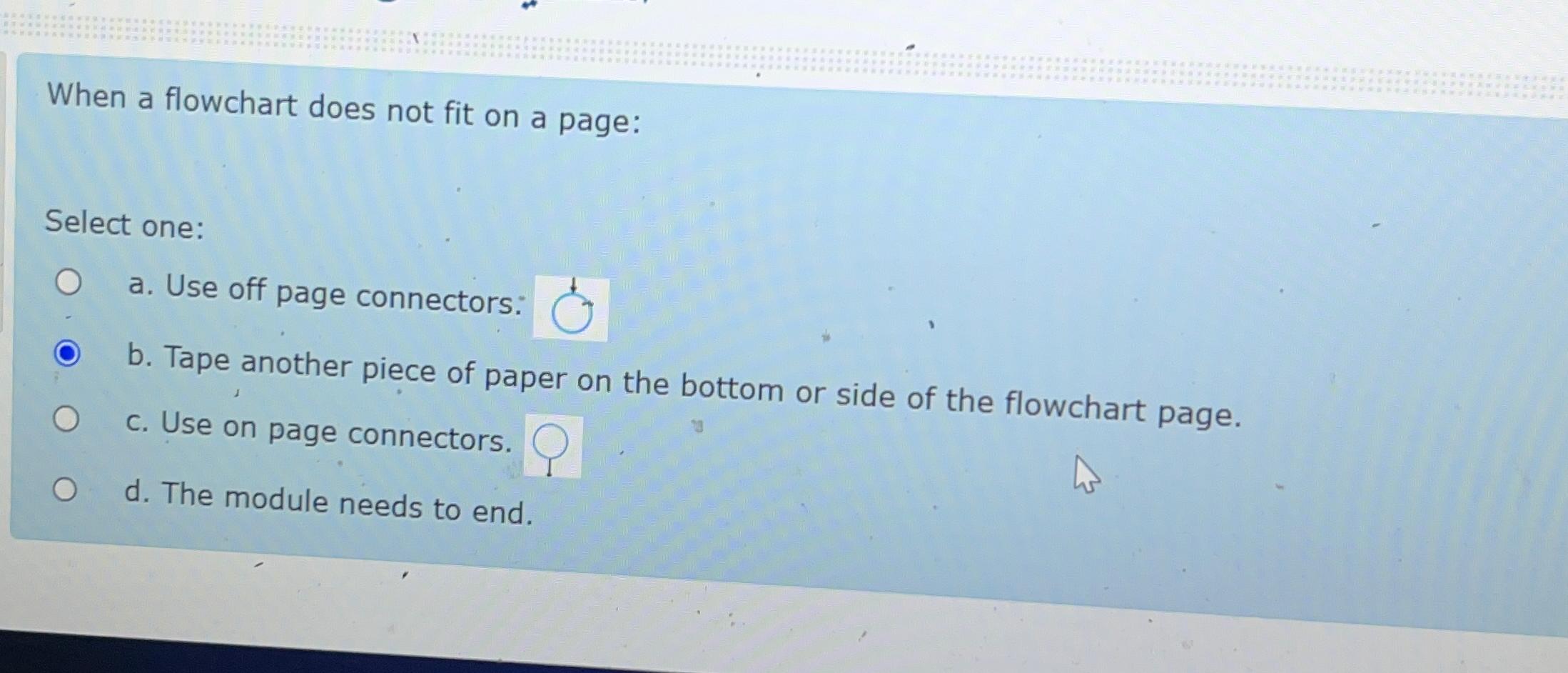 Solved When a flowchart does not fit on a page:Select one:a. | Chegg.com