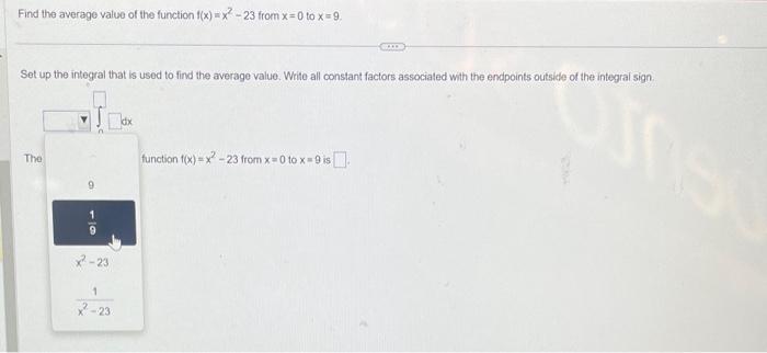 Solved 2nd part is "The average value of the funtion | Chegg.com