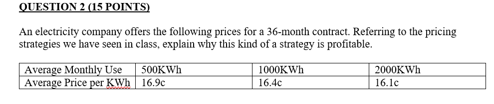 Solved QUESTION 2 (15 POINTS)An electricity company offers | Chegg.com Solved QUESTION 2 (15 POINTS)An electricity company offers | Chegg.com