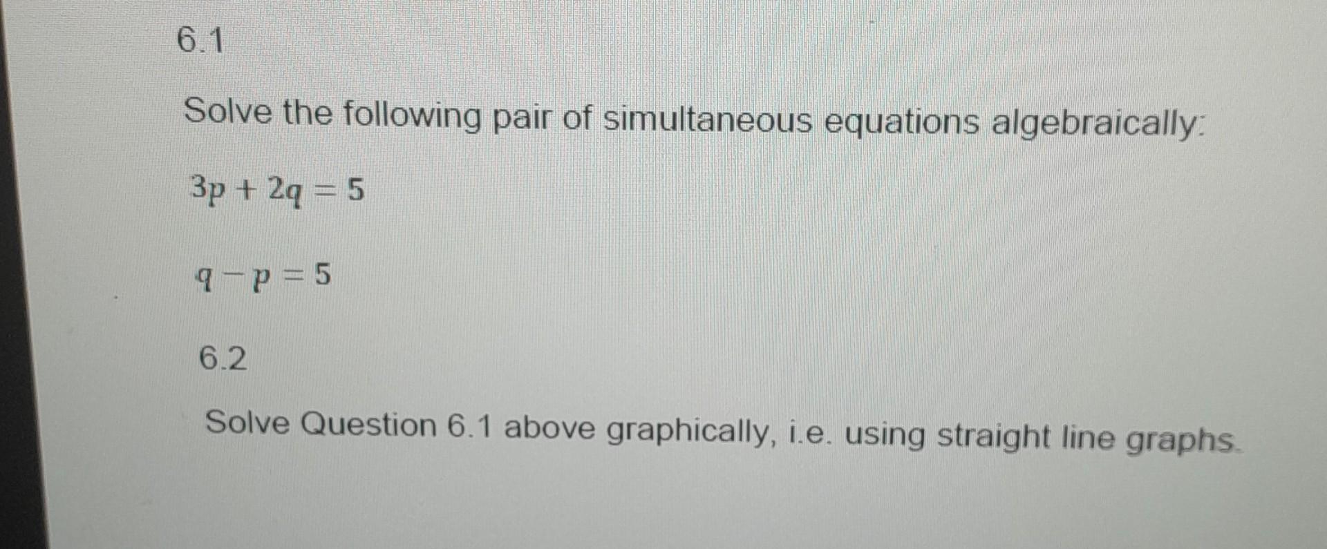 Solved Solve the following pair of simultaneous equations | Chegg.com