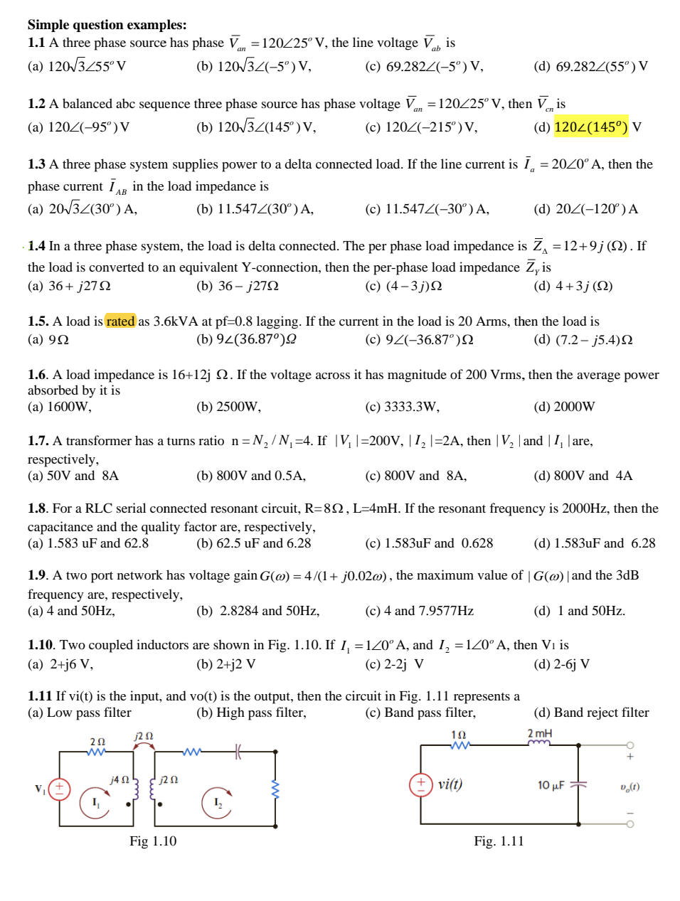 Solved Simple question examples:1.1 ﻿A three phase source | Chegg.com