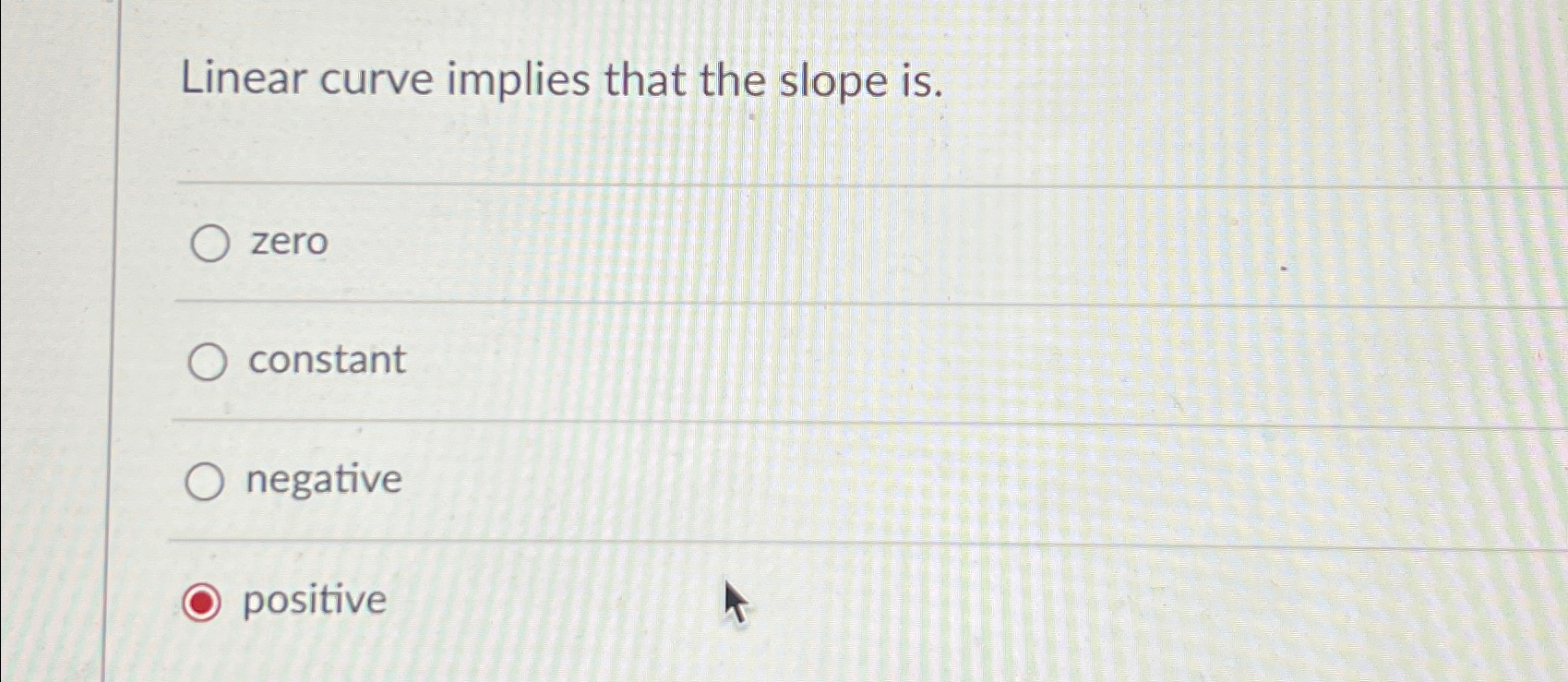 Solved Linear curve implies that the slope | Chegg.com