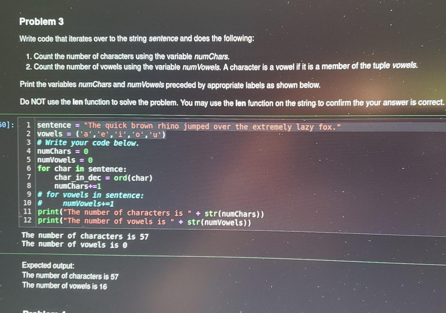 Solved Problem 3 Write Code That Iterates Over To The String