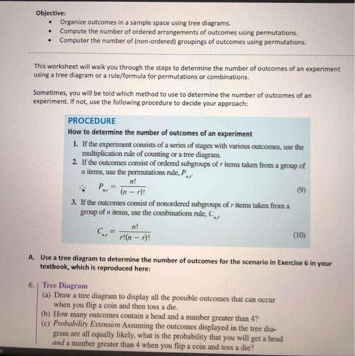 Solved Objective Organize Outcomes In A Sample Space Chegg