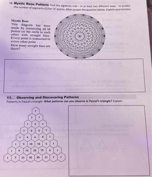 Solved 10. Mystic Rose Pattern: Find the algebraic rule - in | Chegg.com