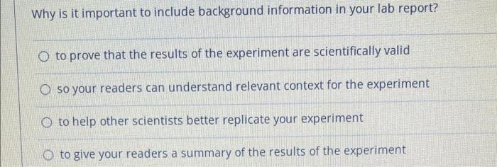 Solved Why is it important to include background information | Chegg.com