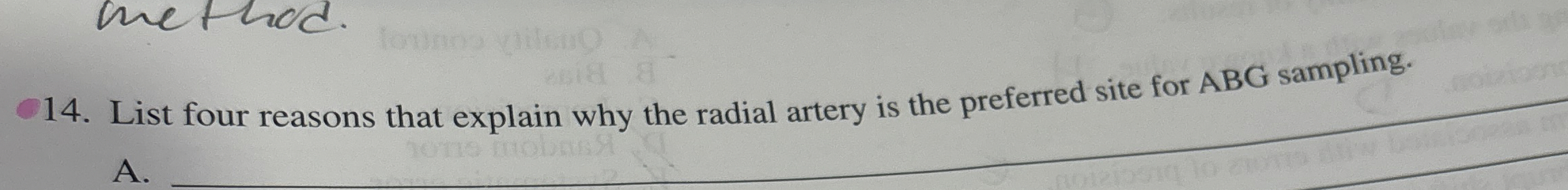 Solved List four reasons that explain why the radial artery | Chegg.com