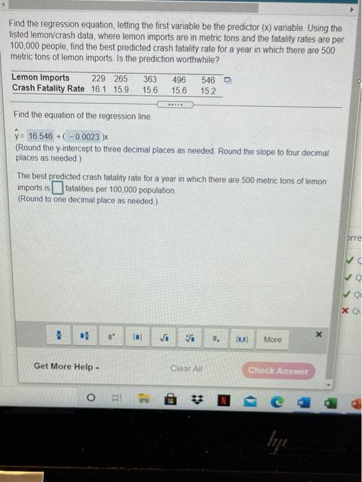 Solved Find the regression equation, letting the first | Chegg.com