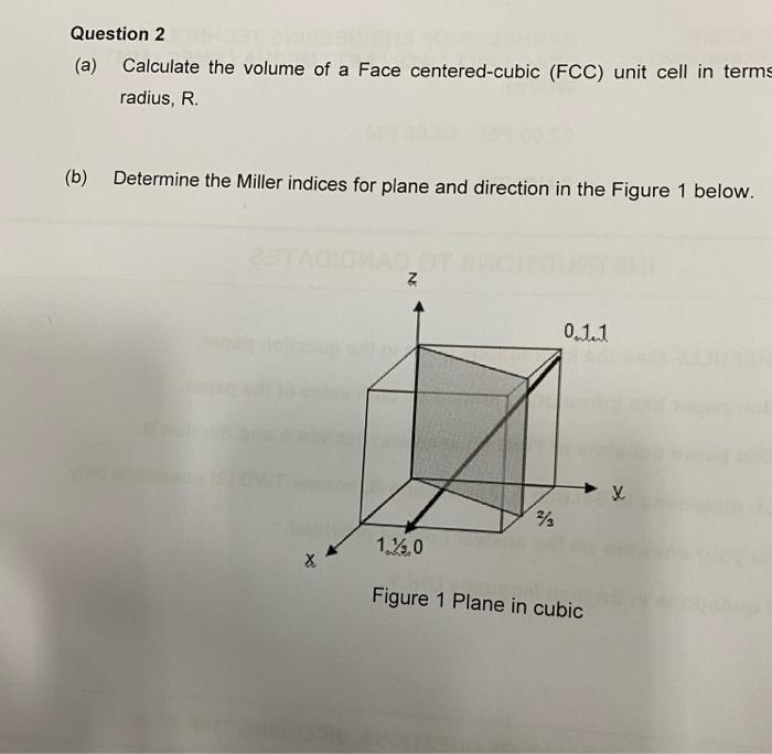 Solved Question 2 (a) Calculate the volume of a Face | Chegg.com