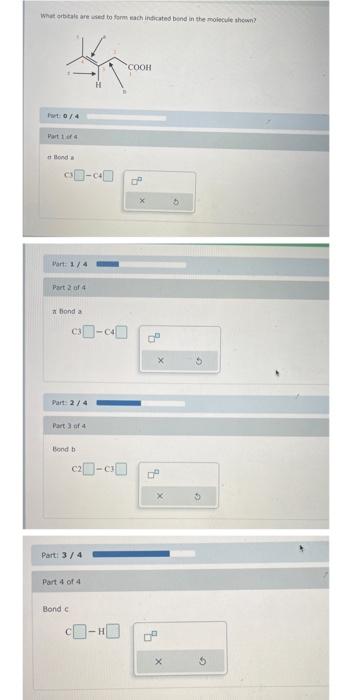 Solved What orbitals are used to form each indicated bond in | Chegg.com