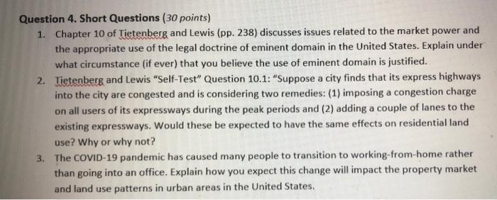 Solved Question 4. Short Questions (30 points) 1. Chapter 10 | Chegg.com
