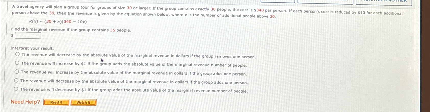 Solved person above the 30 , ﻿then the revenue is given by | Chegg.com