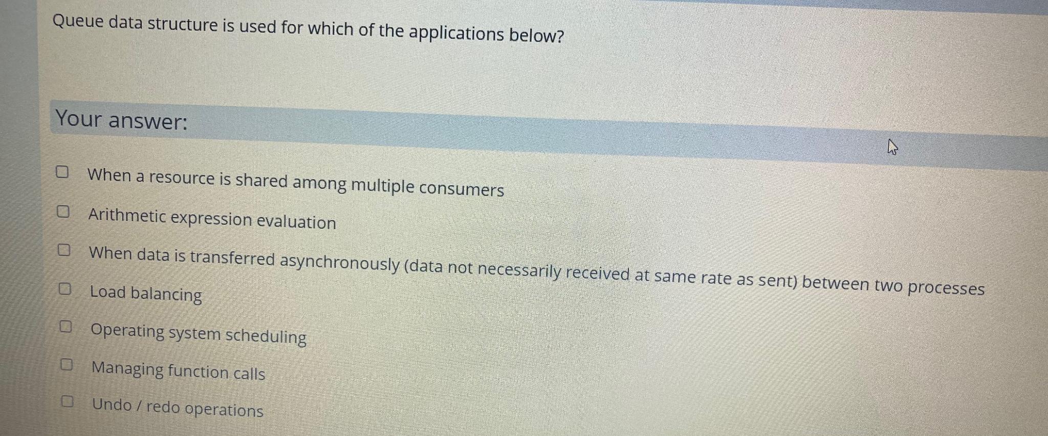 Solved Queue data structure is used for which of the | Chegg.com