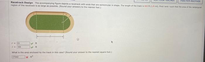 Solved PRACTICE ANOTHER Racetrack Design The accompanying | Chegg.com