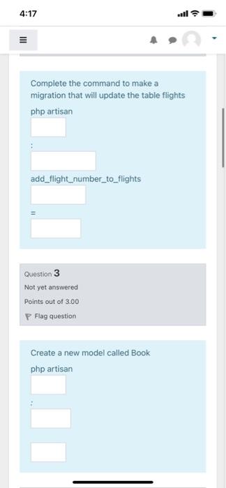 Solved 4:17 III Complete the command to make a migration | Chegg.com
