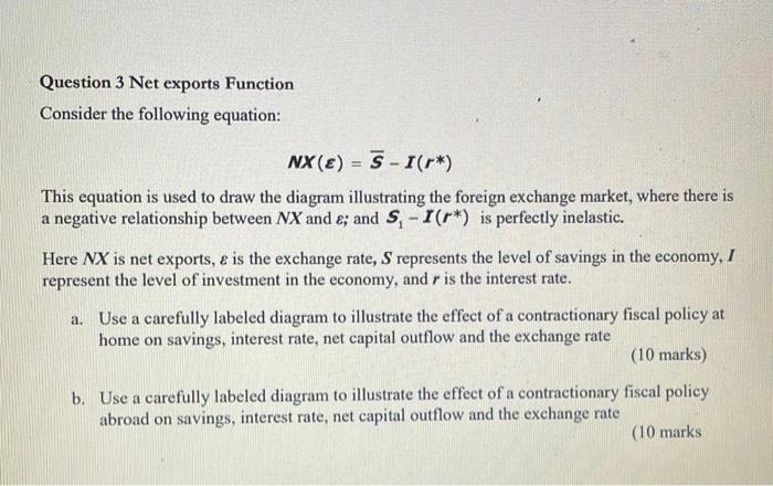 Solved Question 3 Net exports Function Consider the | Chegg.com