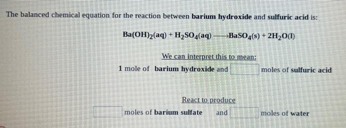 Solved The balanced chemical equation for the reaction | Chegg.com