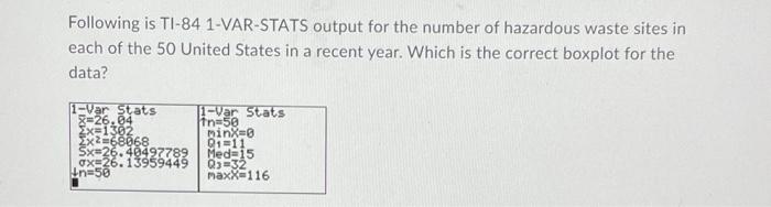Solved Following is TI-84 1-VAR-STATS output for the number | Chegg.com