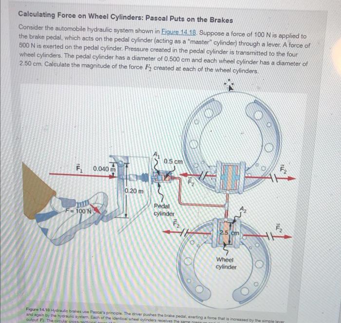Solved Calculating Force on Wheel Cylinders: Pascal Puts on | Chegg.com