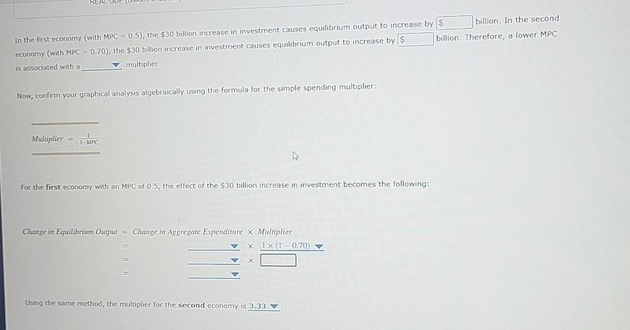 Solved In the first economy (with MPC =0.5 ), ﻿the $30 | Chegg.com