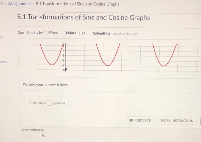 Solved Maps > Assignments 8.1 Transformations of Sine and | Chegg.com